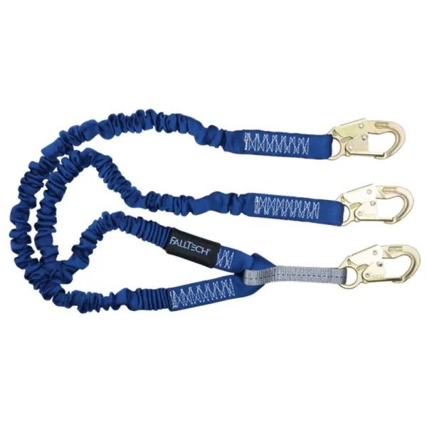 4½' to 6' ElasTech® Energy Absorbing Lanyard, Double-leg with Steel ...