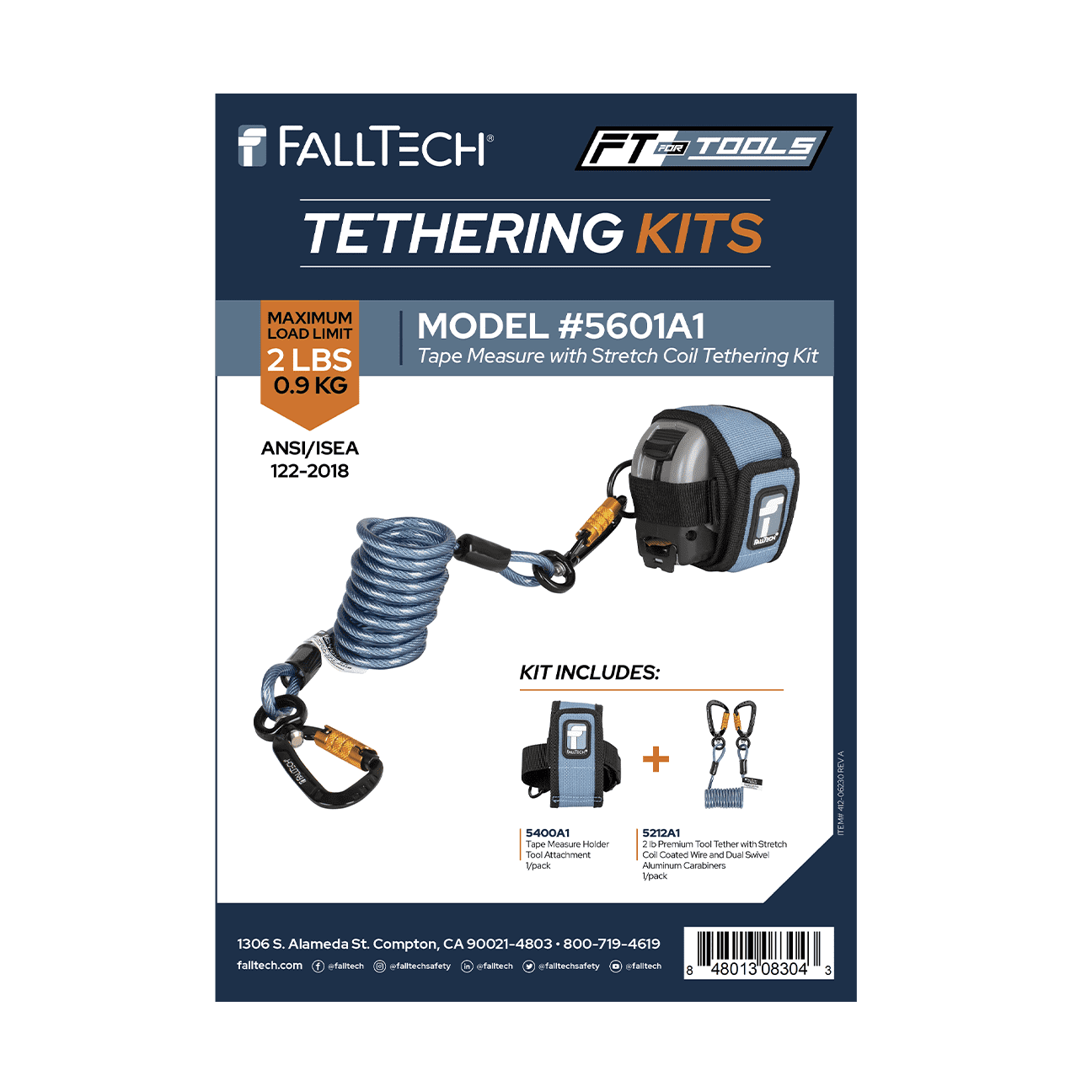 FallTech Tool Tethering Kit 2lb Tape Measure with Stretch Coil Tether ...
