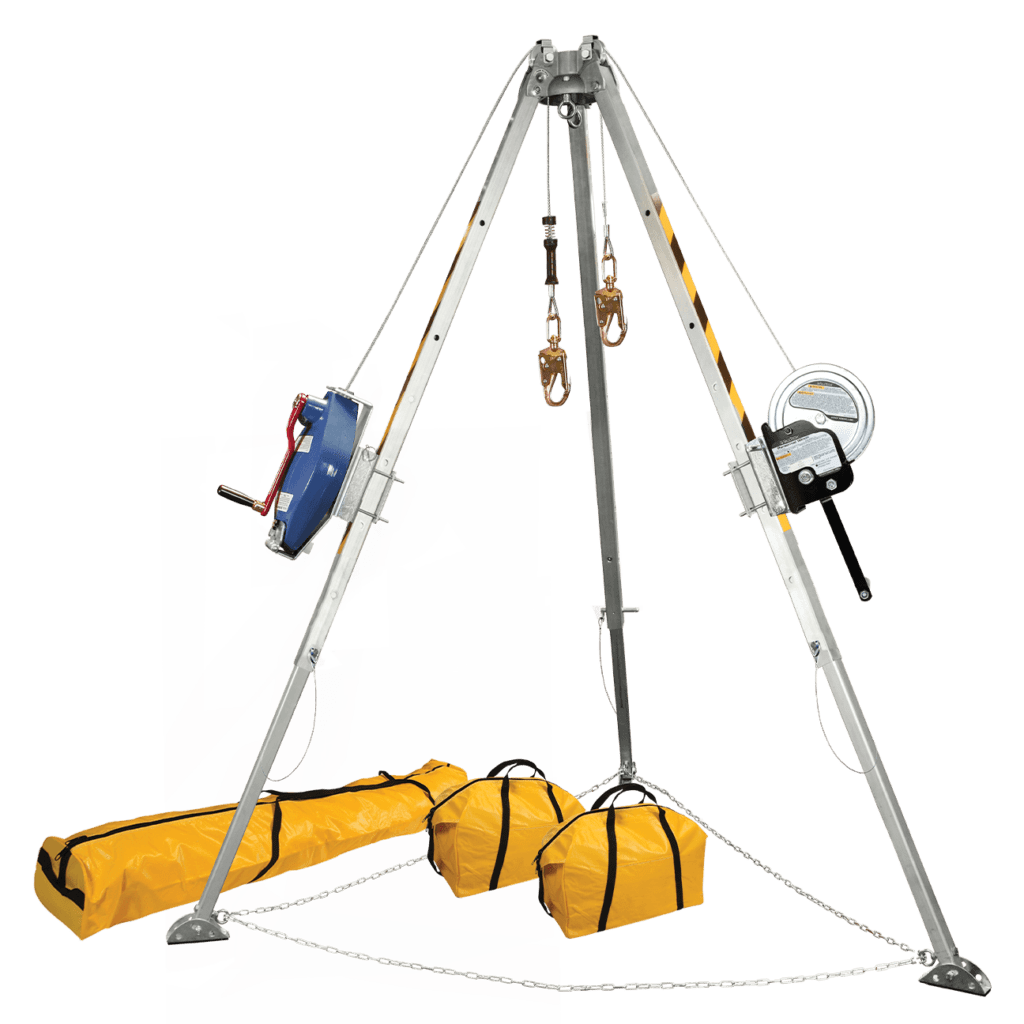 8' Confined Space Tripod System with 60' Stainless Steel SRL-R and ...