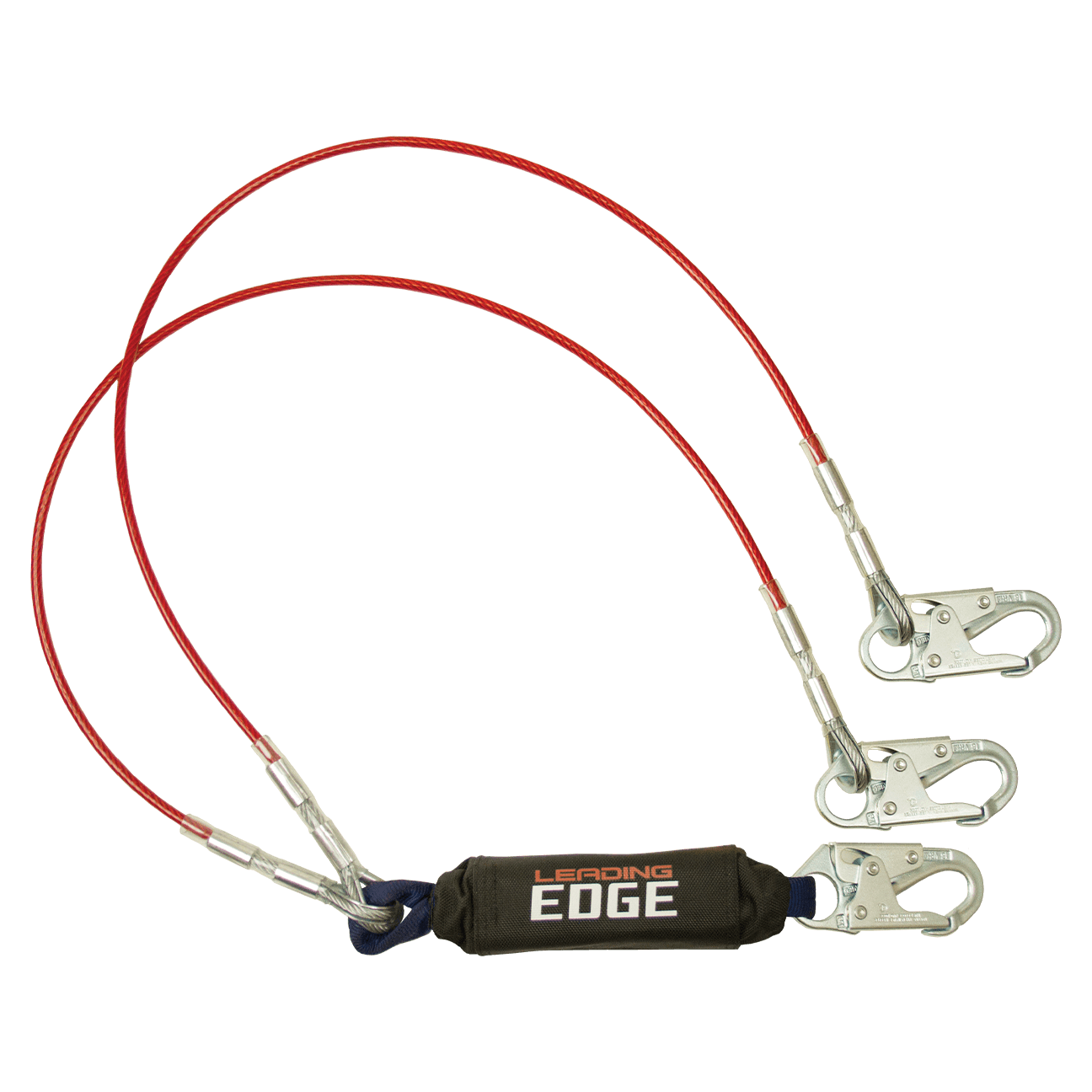 6' Leading Edge Cable Energy Absorbing Lanyard, Double-leg with Steel ...