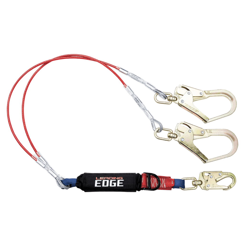 6' Leading Edge Cable Energy Absorbing Lanyard, Double-leg with Swivel ...