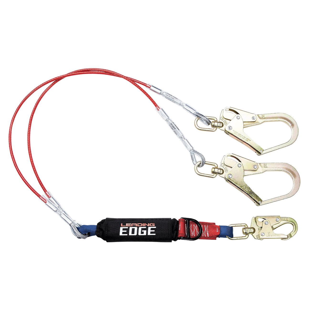 6' Leading Edge Cable Energy Absorbing Lanyard, Double-leg with Swivel ...