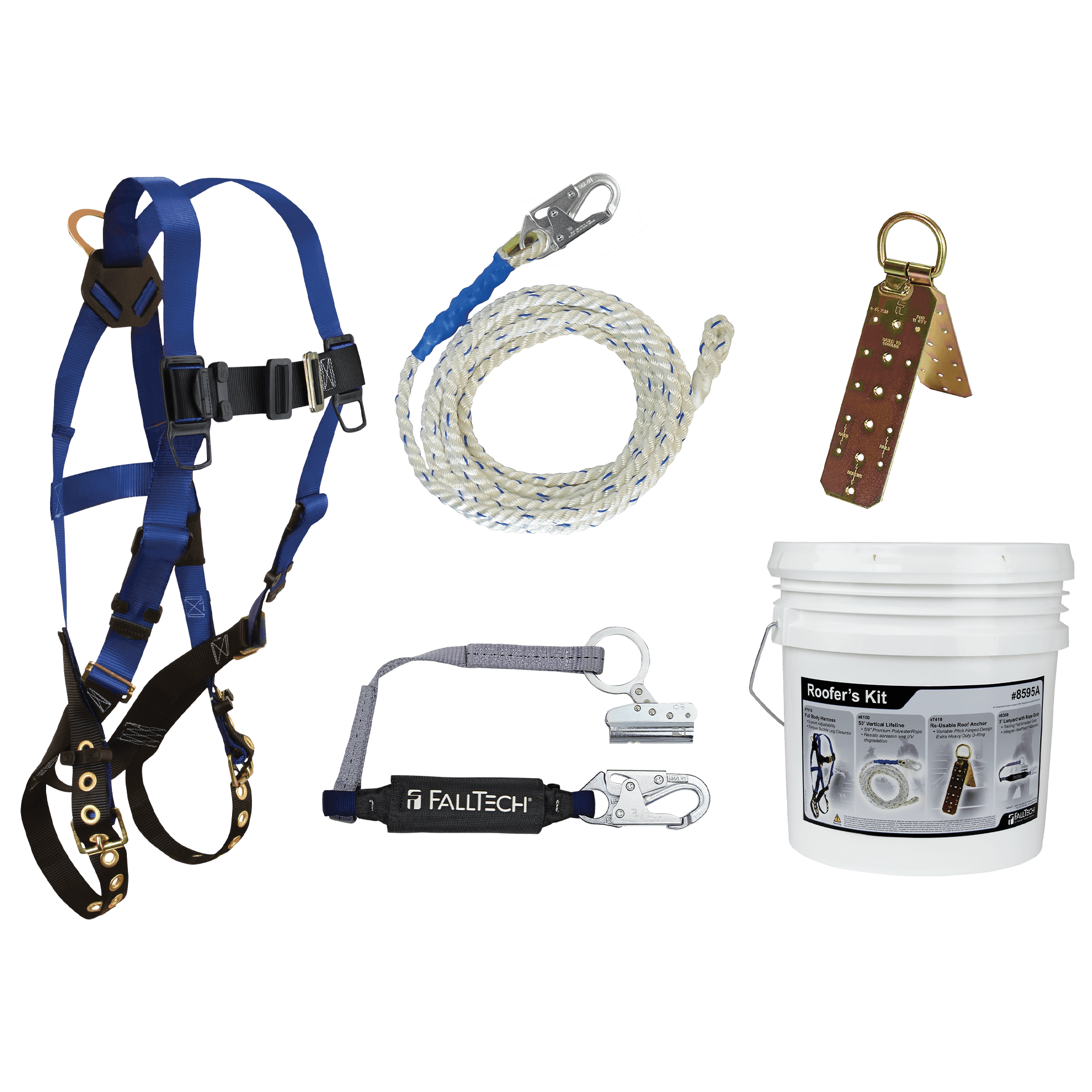 Roofer's Kit with Hinged Reusable Anchor and Trailing Rope Adjuster ...