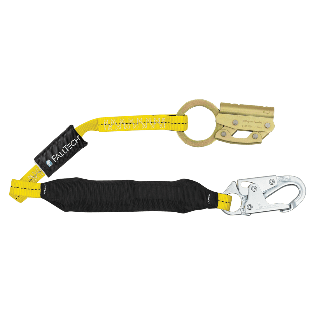 Manual Rope Adjuster with 3' FT Basic® Soft Pack Energy Absorbing Lanyard - First Choice Safety ...